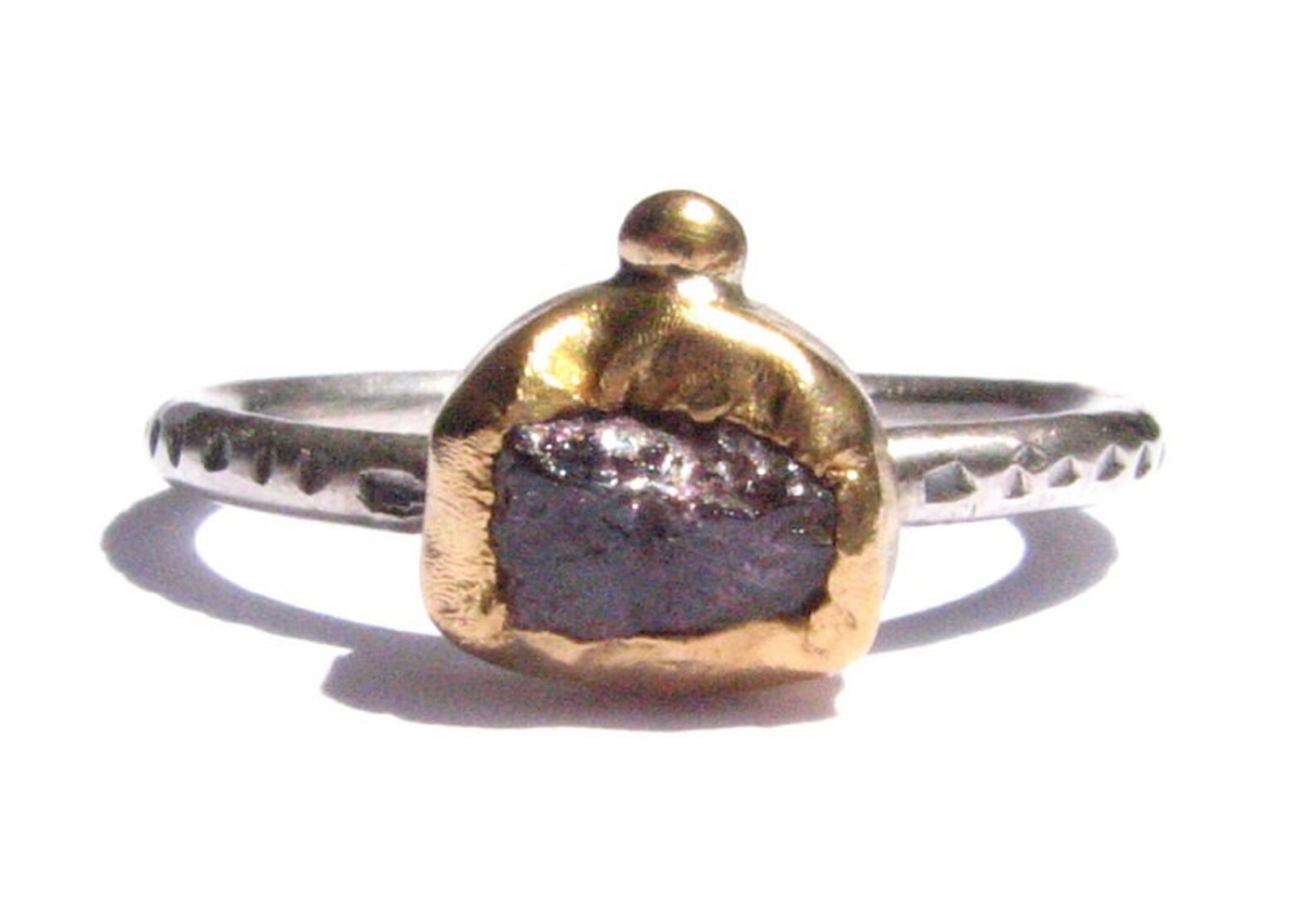 Natural Rough Tourmaline Ring 24k Solid Yellow Gold & Silver | Etsy