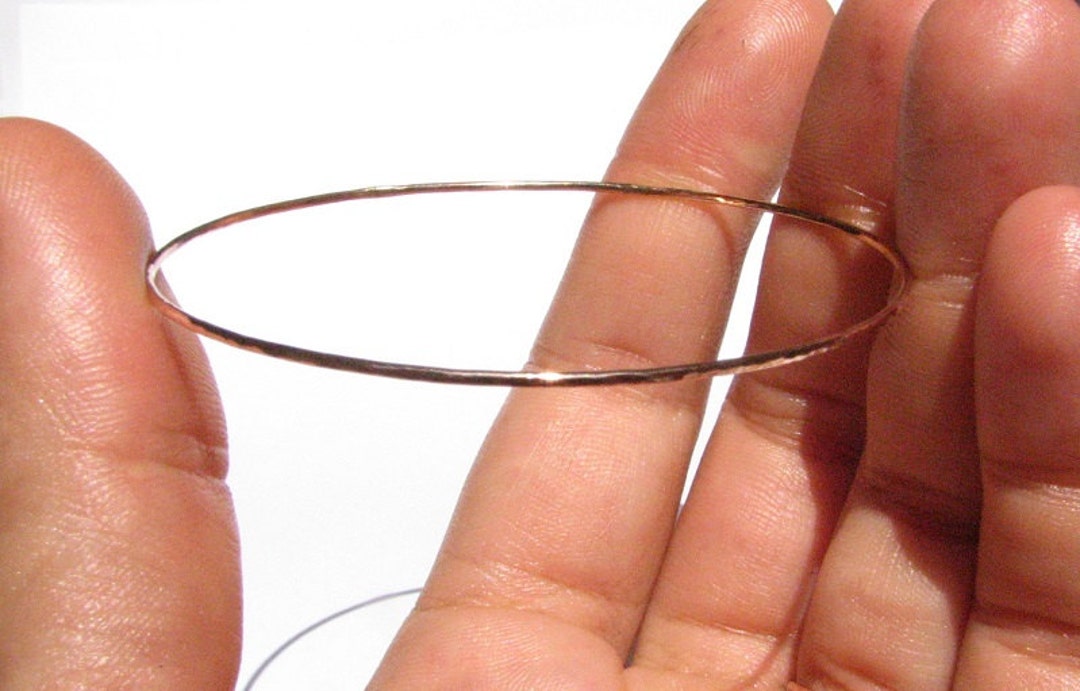 Thin Plain 14k Solid Rose Gold Bangle Bracelet -rose Gold Bracelet -14k ...