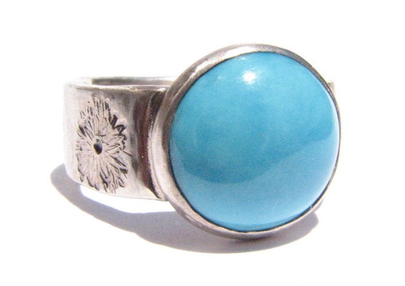 Big Turquoise Ring Silver Ring Gemstone Ring Stackable | Etsy