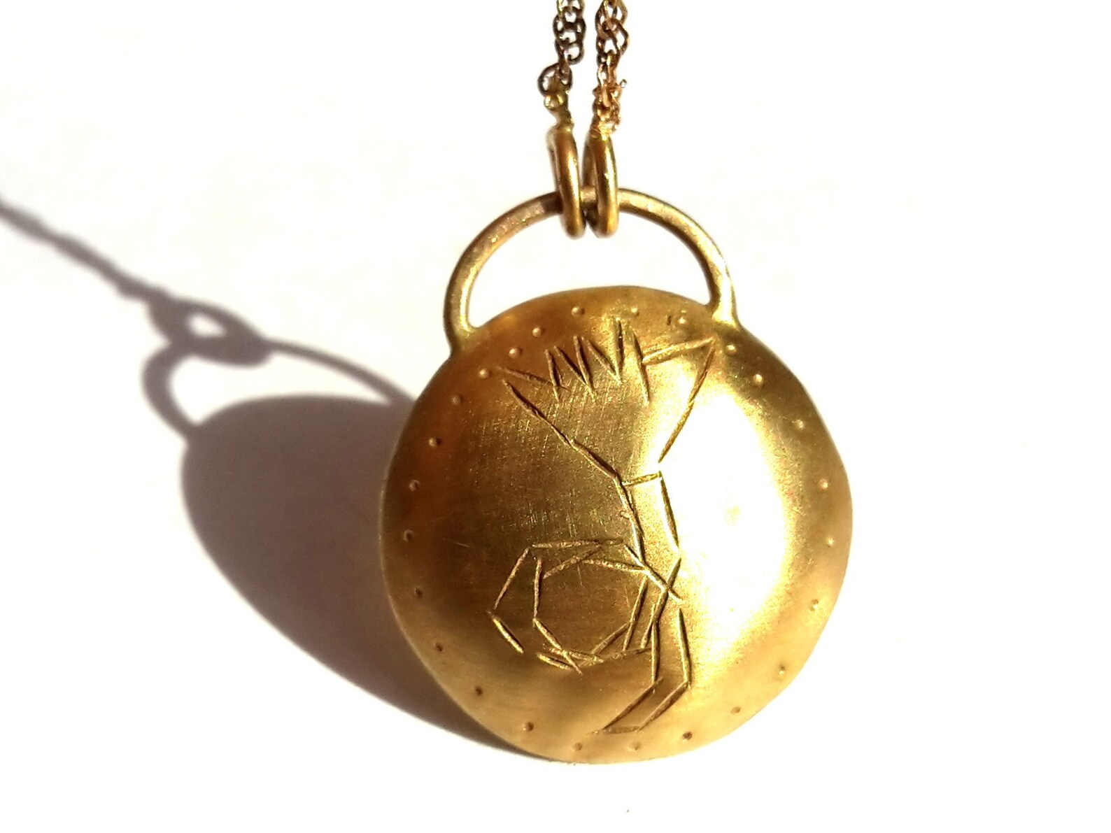 14k Solid Gold Necklace Pendant - Engraved Flower Pendant - Gold ...