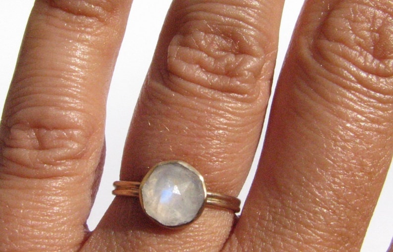 Moonstone 14k Solid Gold Ring Rose Cut Moonstone Ring | Etsy