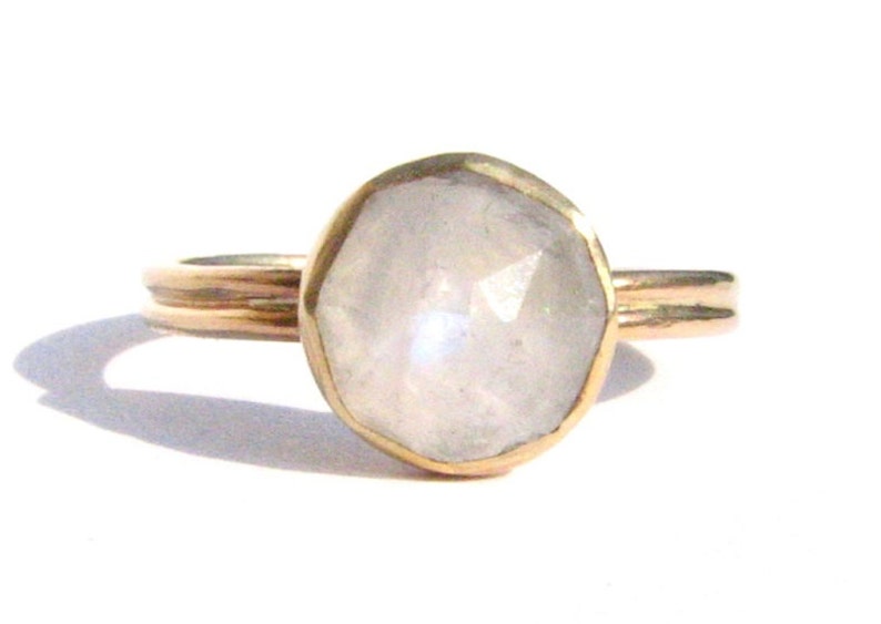 Moonstone 14k Solid Gold Ring Rose Cut Moonstone Ring - Etsy