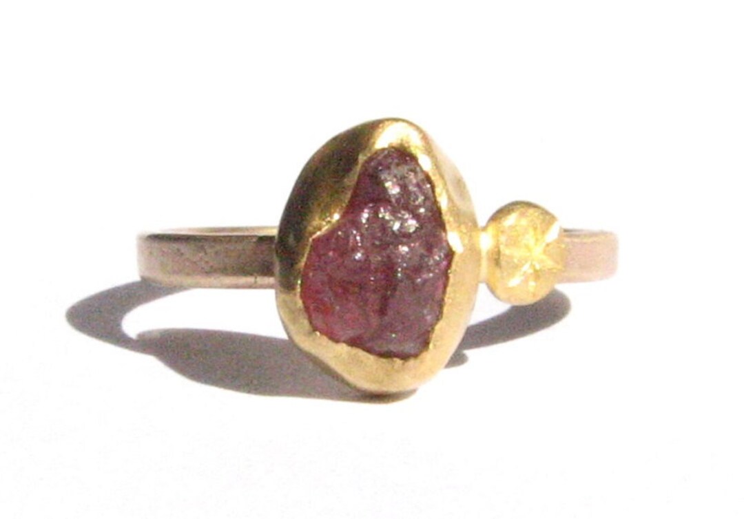 Natural Rough Tourmaline Ring - 22k Solid Yellow Gold & 9k Gold Ring ...