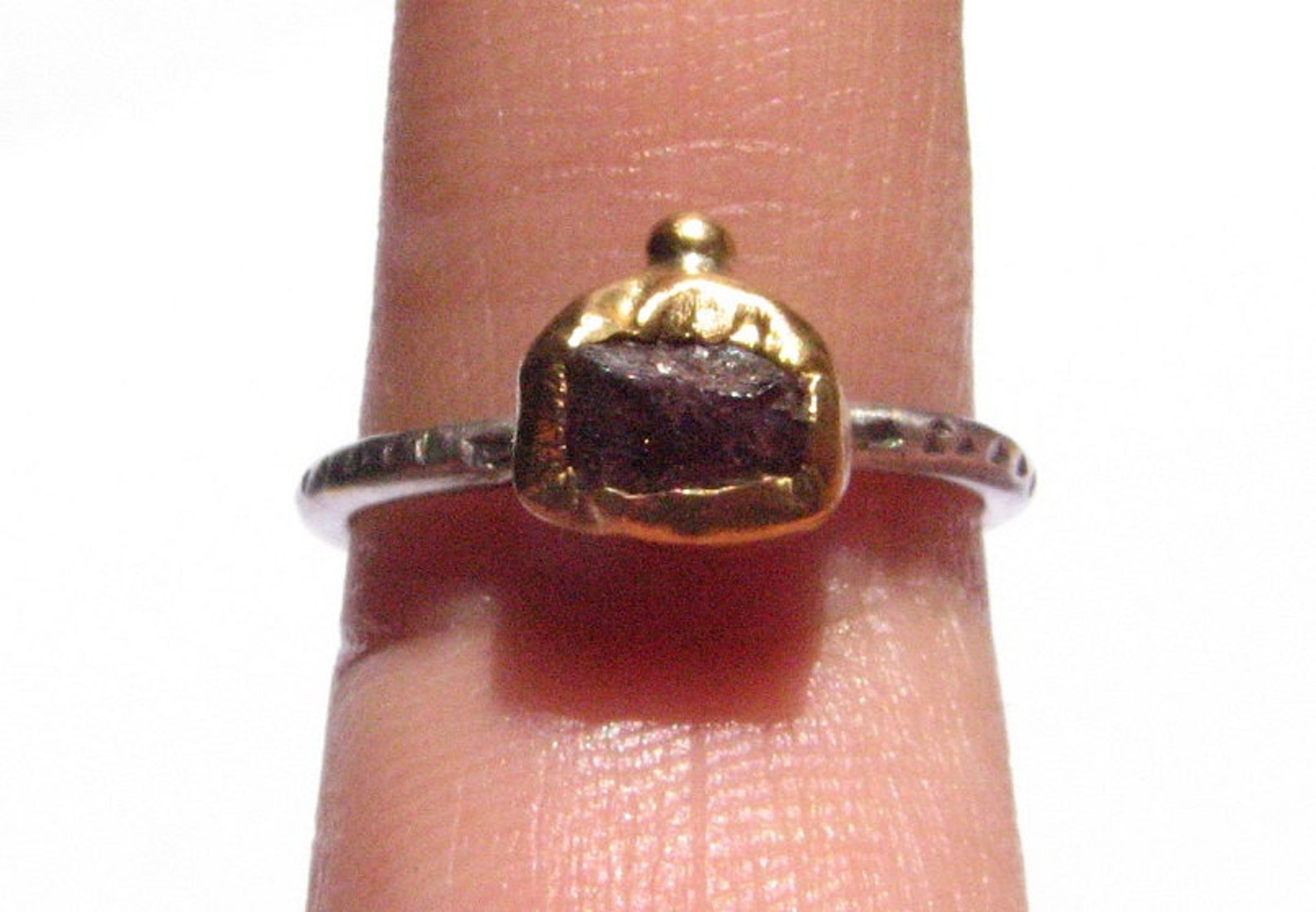 Natural Rough Tourmaline Ring 24k Solid Yellow Gold & Silver | Etsy