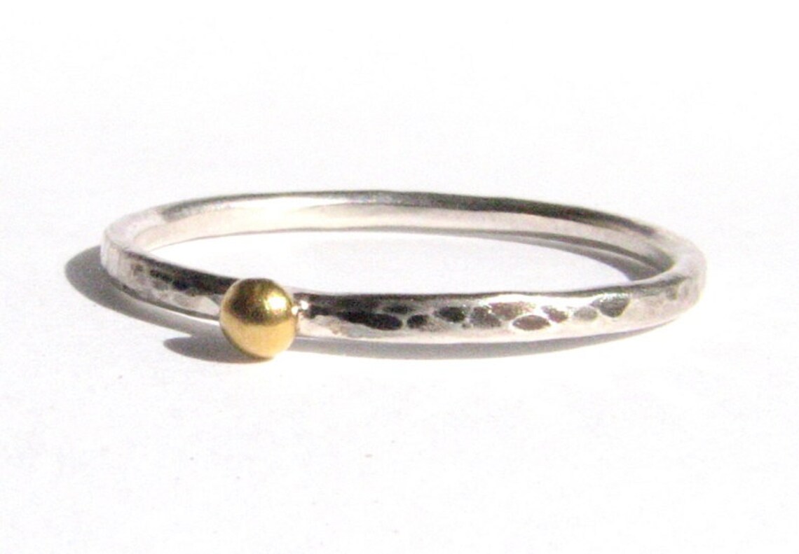 Solid 24k Gold and Silver Ring Stacking Ring Thin Ring - Etsy