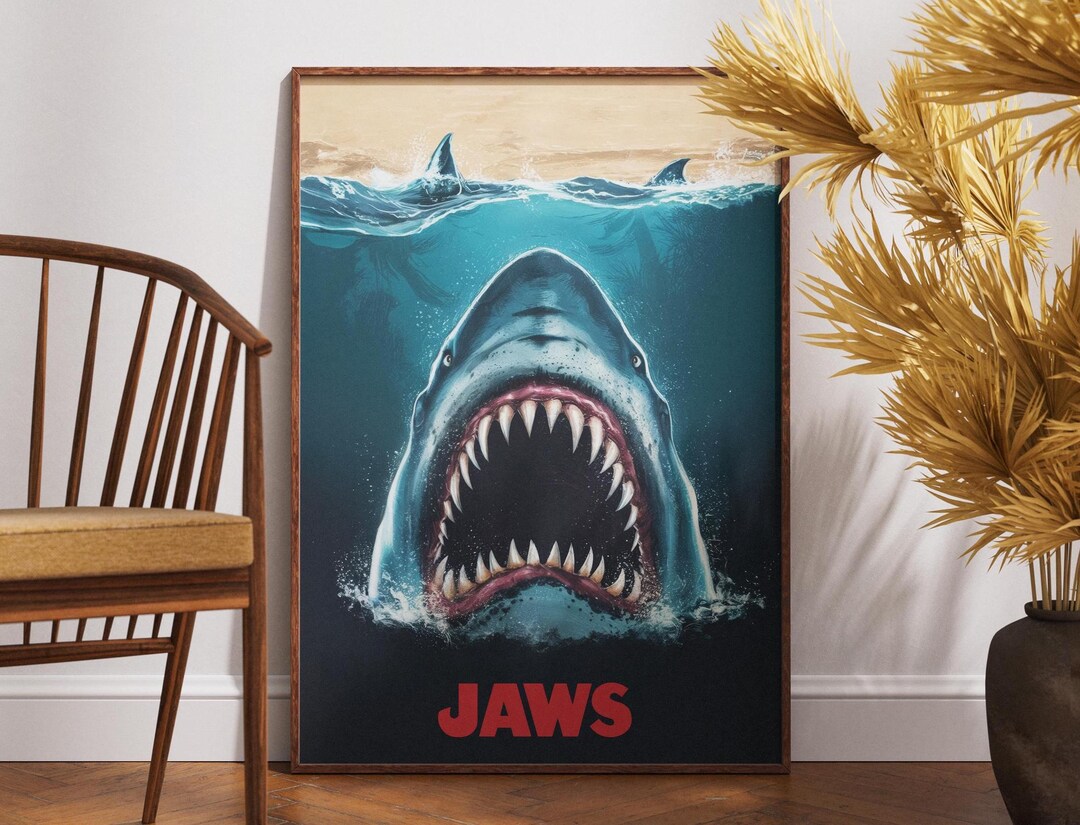 Jaws Movie Print, Minimalist Printable Wall Art, Gift Idea for Movie ...