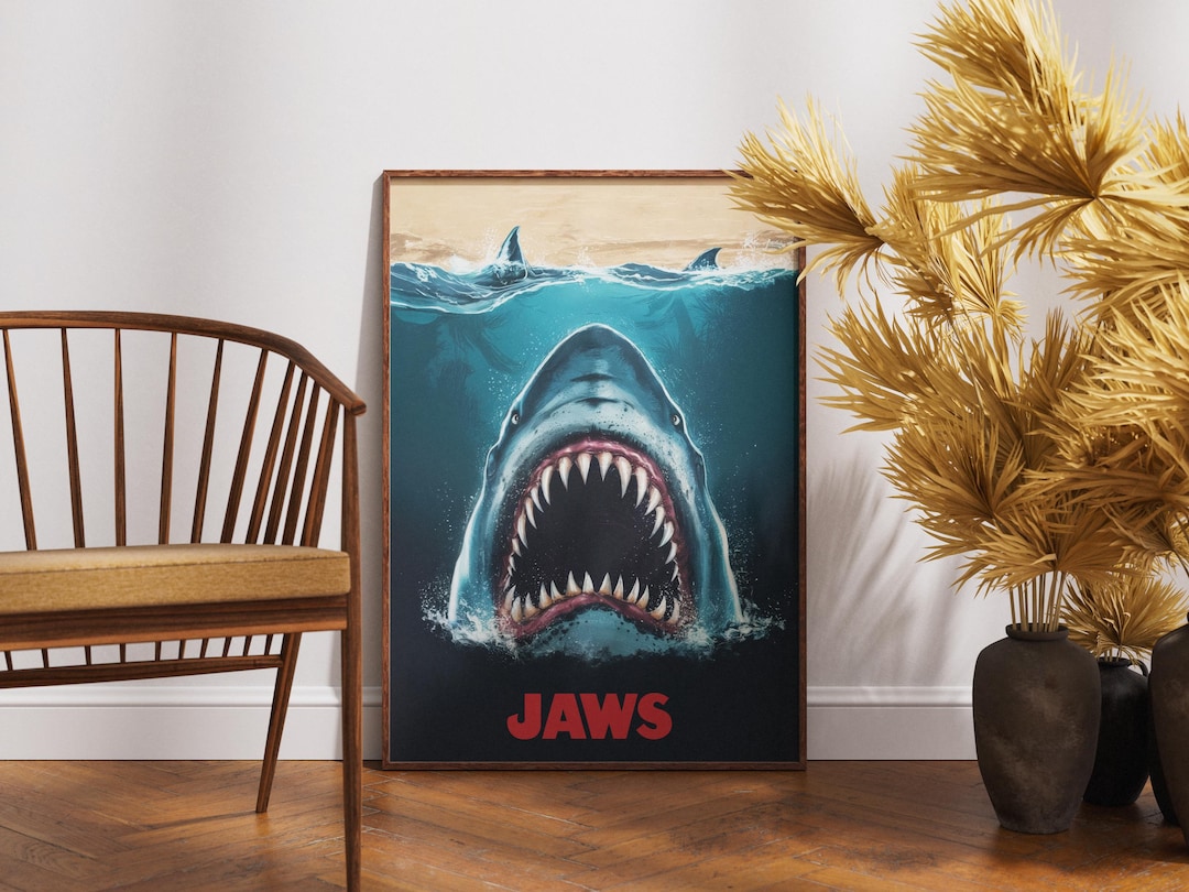 Jaws Movie Poster, Minimalist Printable Wall Art, Retro Vintage Film ...