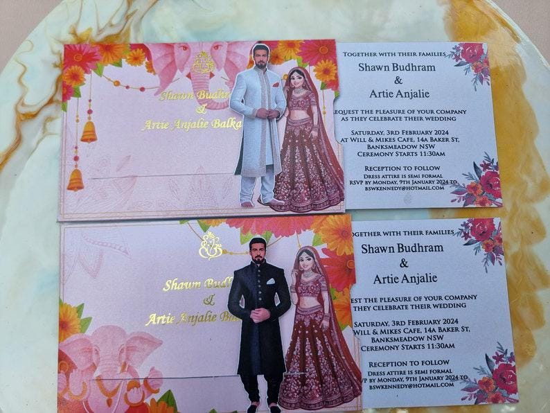 Indian Wedding Sliding Bride Wedding Invitation Laser Cut Personalized ...