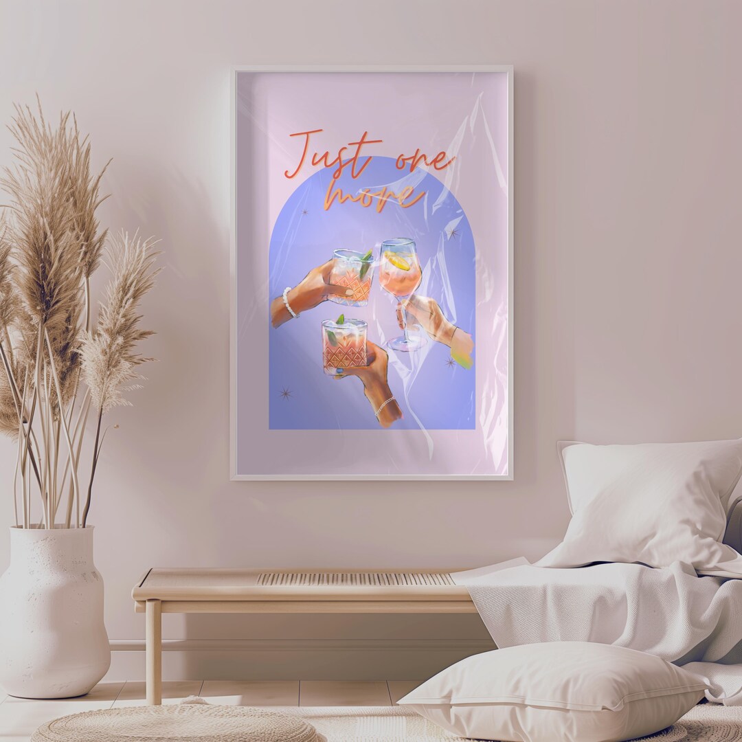 Retro “just One More” Poster – Girly Cocktail Print, Feminine Bar Art ...