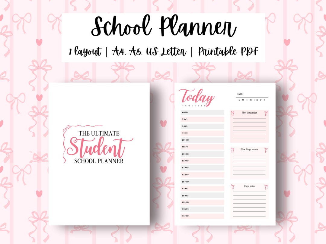 Ultimate School Planner Printable | 8-page Student Organizer PDF | Cute ...