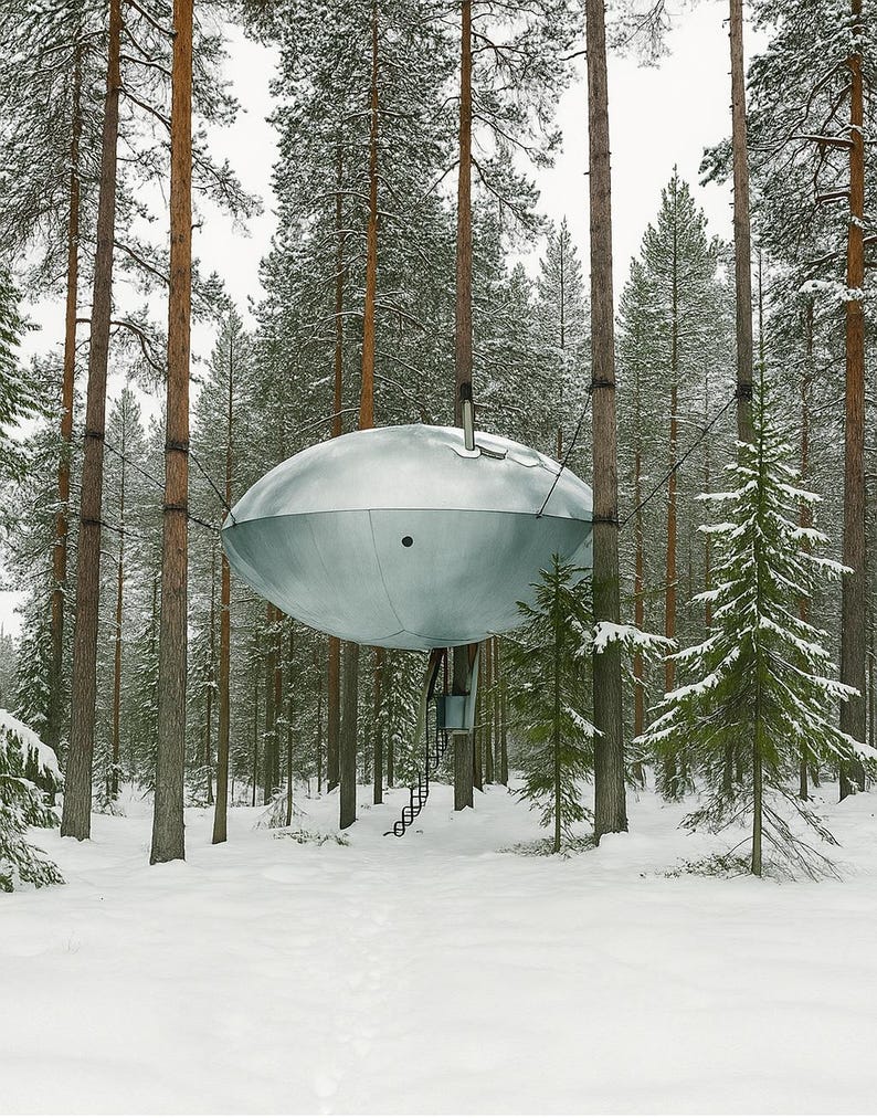 Scandinavian Treehouse Winter Poster – Digital Forest Art Print, Nordic ...