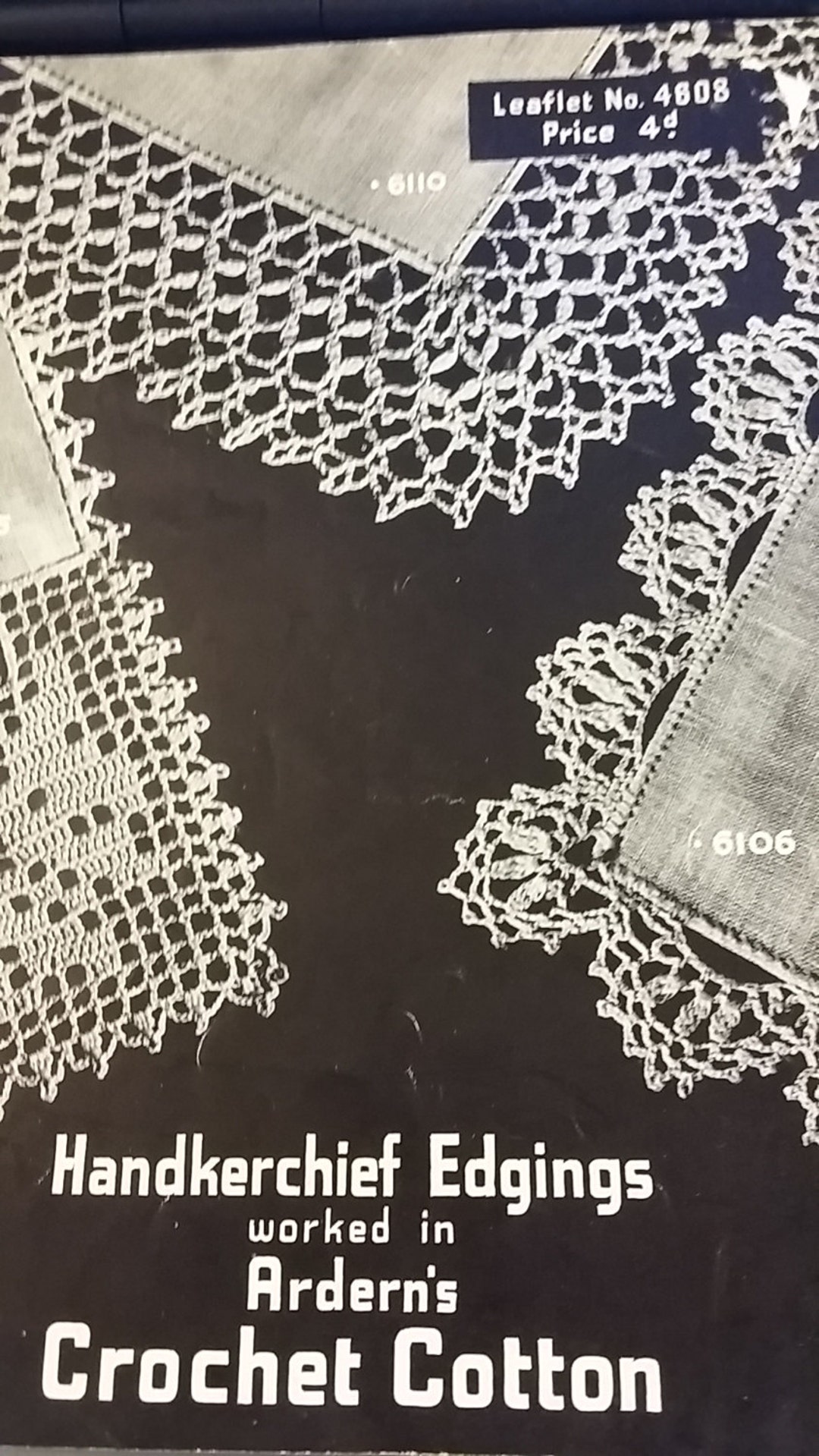 Crochet Handkerchief Lace Edgings Pattern 3 Designs Vintage Cotton ...