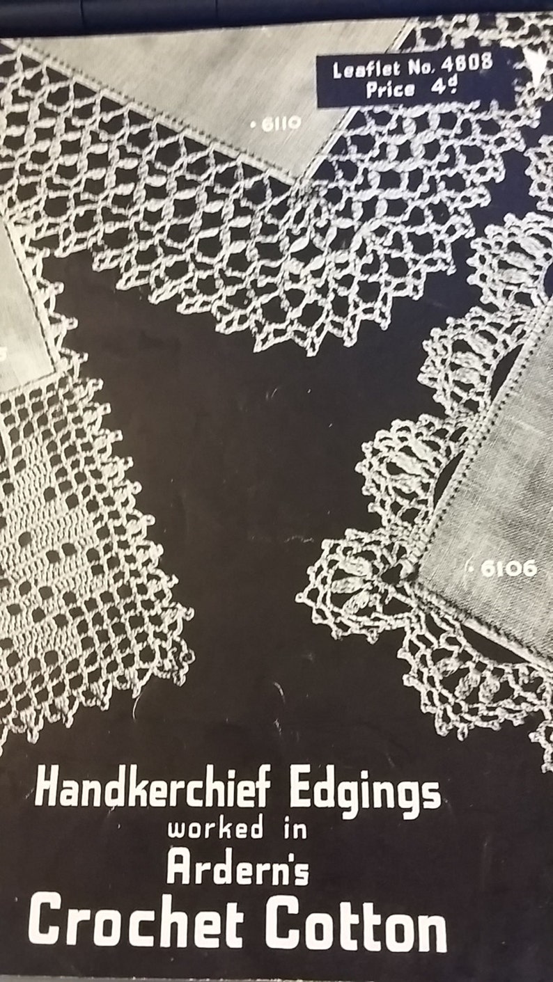 Crochet Handkerchief Lace Edgings Pattern 3 Designs Vintage - Etsy