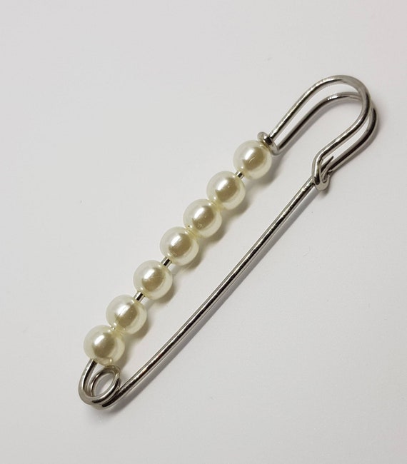 Pearl Safety Pin Brooch Pearly Kilt Scarf Pin safetypin I Am - Etsy