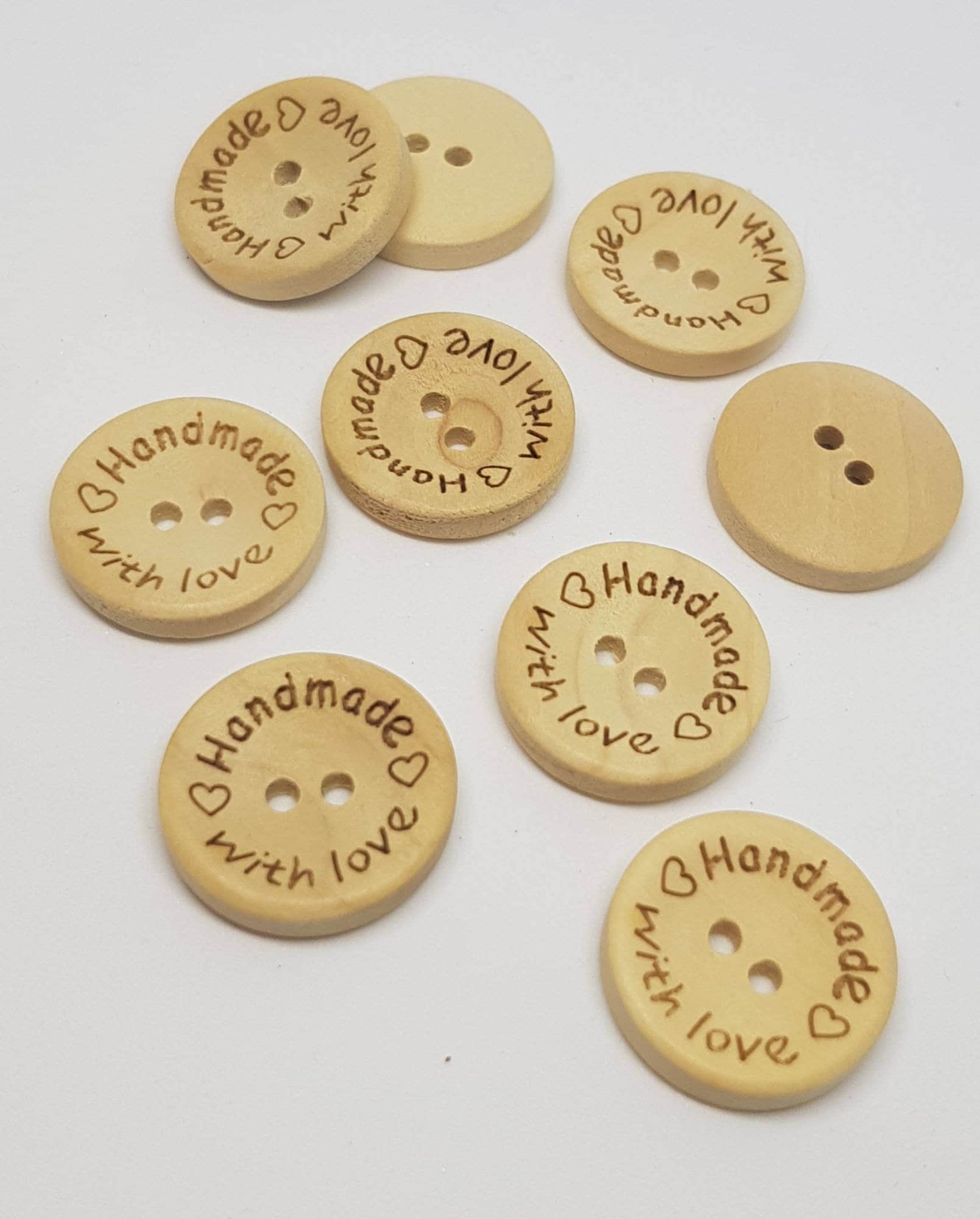 Handmade with love wooden Button set of 4 8 12 quality unique | Etsy