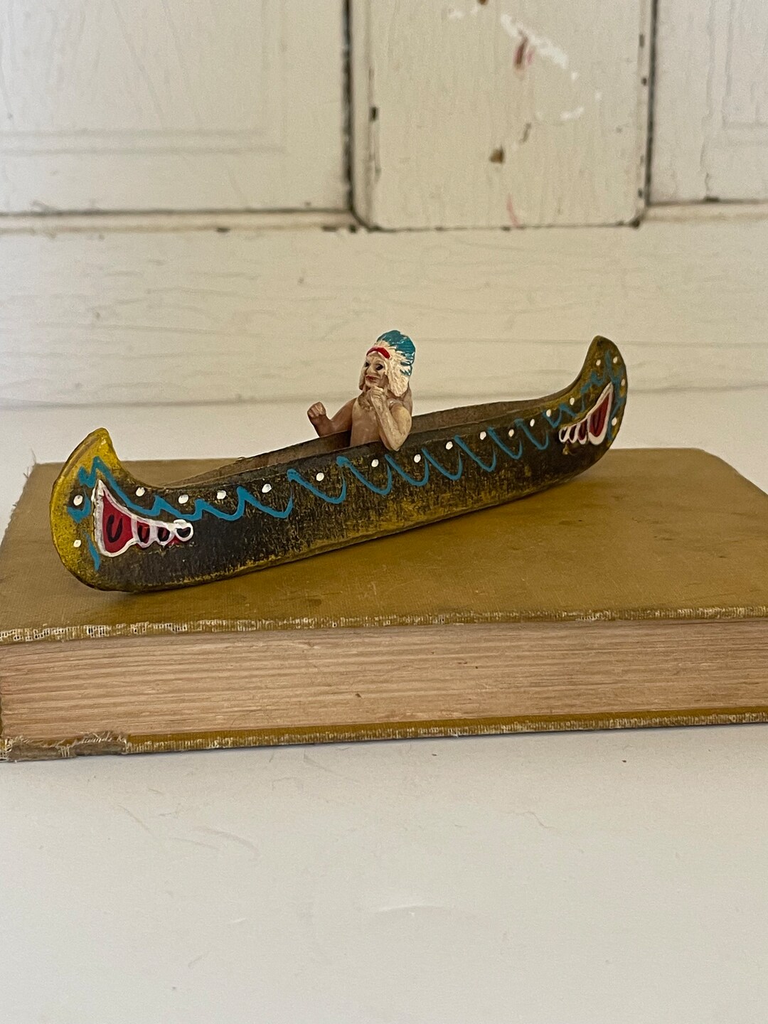 Vintage Indian an Canoe Paper Mache Japan - Etsy