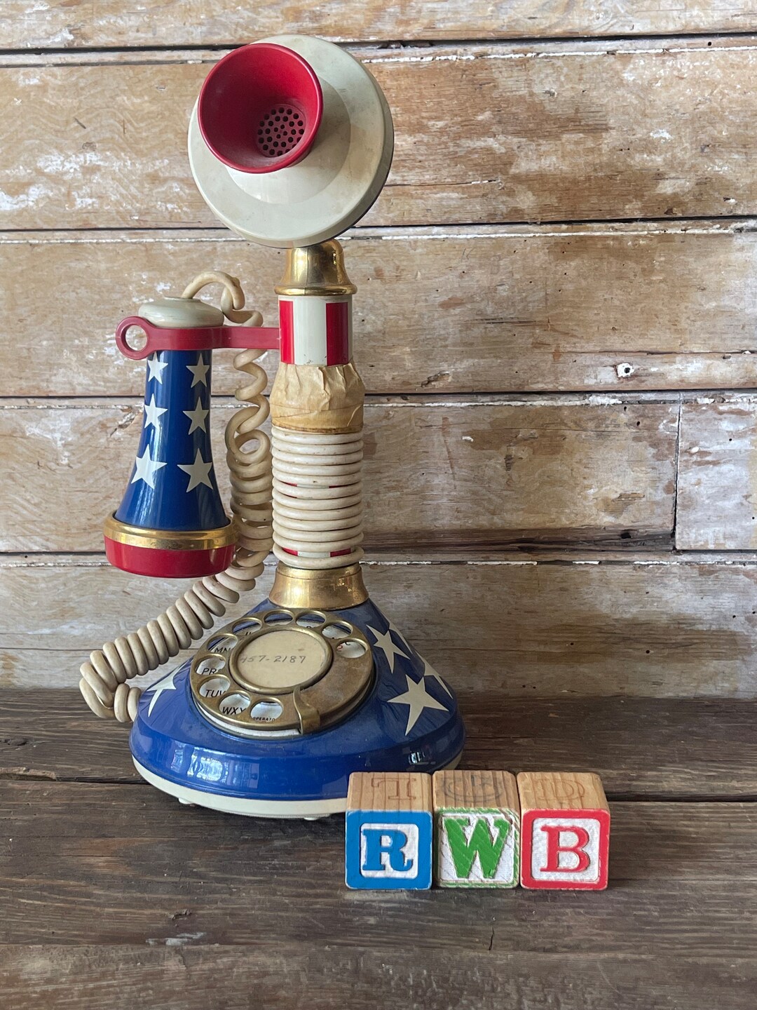 Vintage Candlestick Telephone Patriotic Red White Blue 1970s USA - Etsy