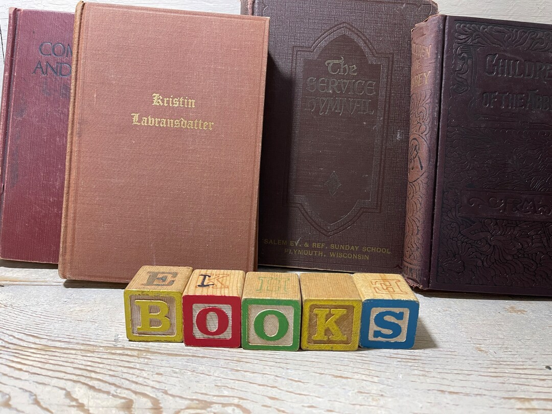 Vintage Brown Old Primitive Book Collection Set of 4 Rare - Etsy