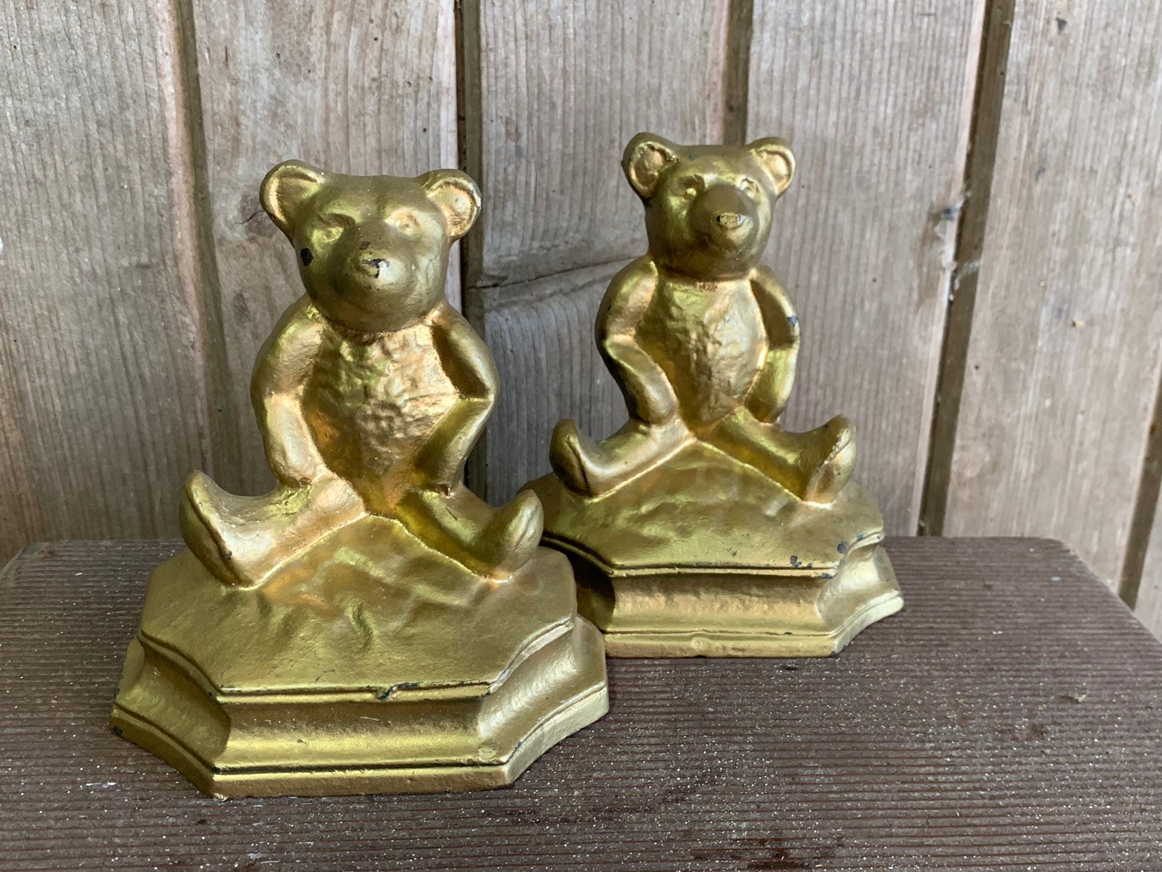 Vintage Bookends Brass Bear Bookends | Etsy