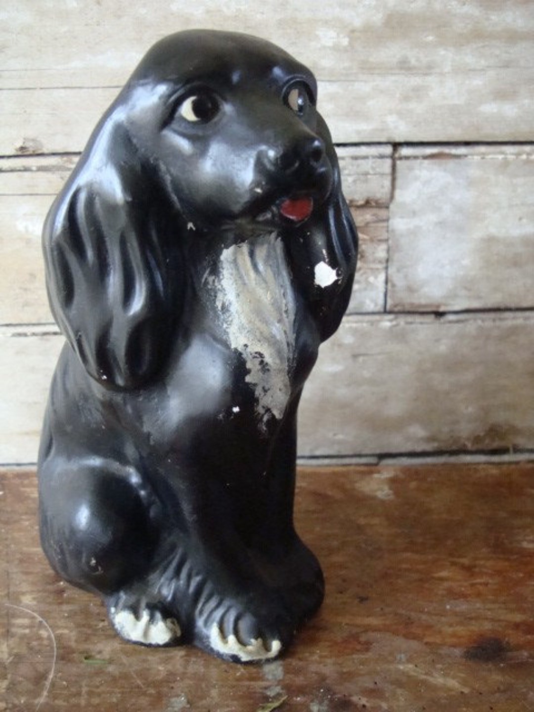 Vintage Chalkware Spaniel Bank 1950's - Etsy
