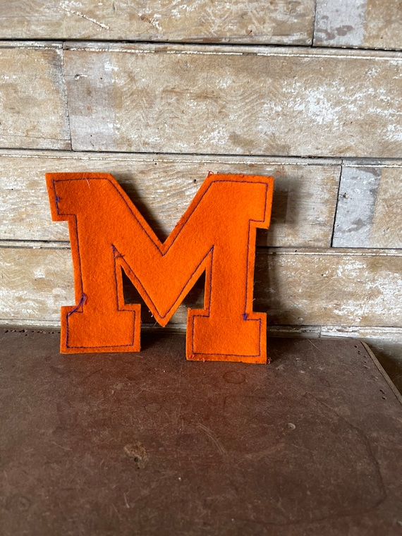 Vintage Varsity Letter M Lovely Purple Orange - Gem
