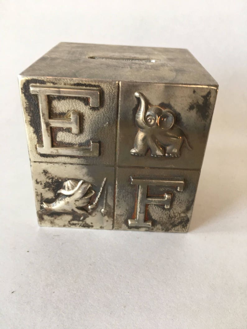 Vintage Baby Silver Plated Bank ABC - Etsy