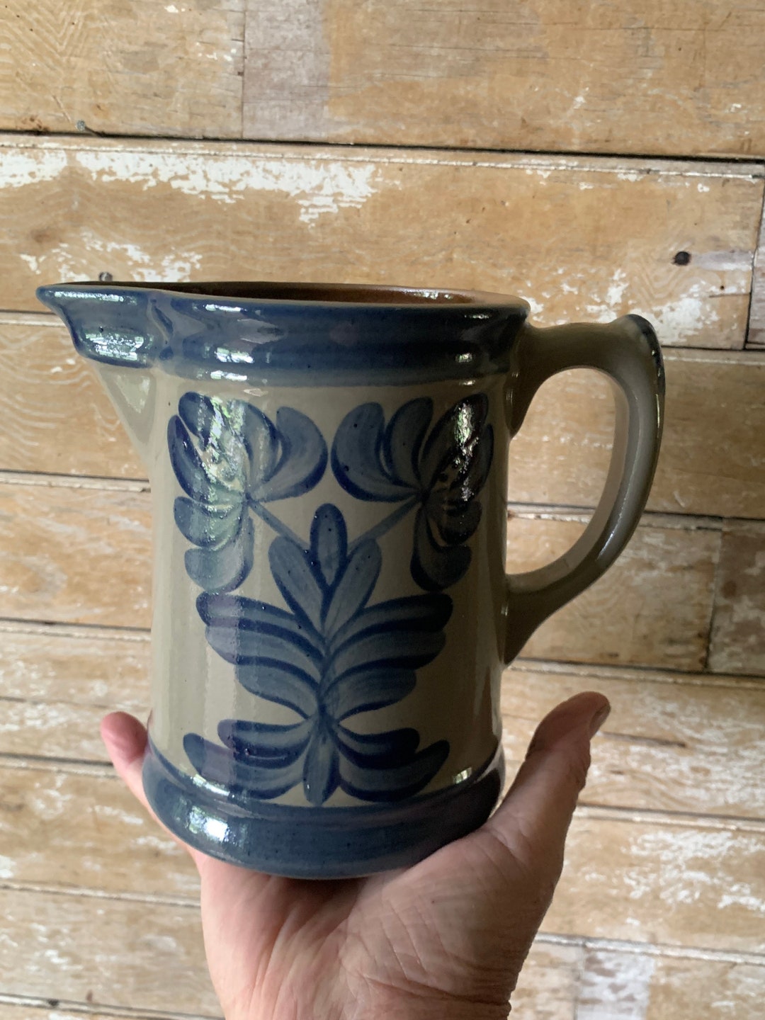 Vintage Signed BBP Beaumont Brothers Pottery Salt Glazed Pitcher With ...