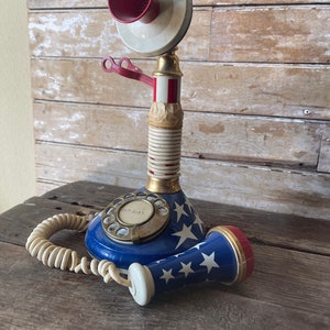 Vintage Candlestick Telephone Patriotic Red White Blue 1970s USA - Etsy