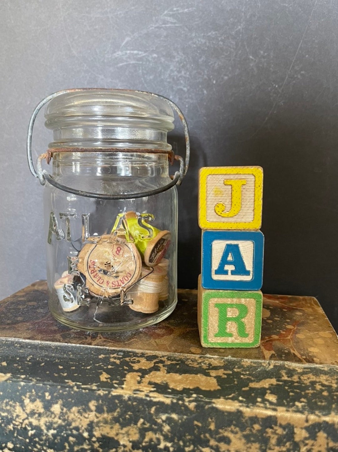 Vintage 1933-1962 Ball Atlas Clear Pint Mason Jar With Glass Lid - Etsy