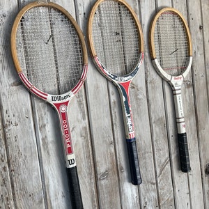 Vintage Wooden Tennis Rackets Set of 3 Red White Blue - Etsy