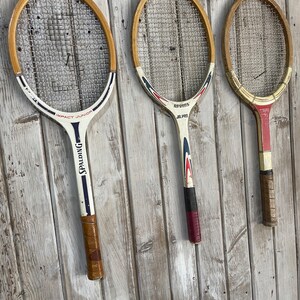 Vintage Wooden Tennis Rackets Set of 3 Red White Blue - Etsy