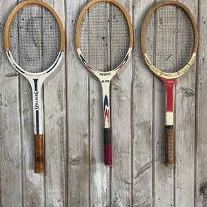 Vintage Wooden Tennis Rackets Set of 3 Red White Blue - Etsy