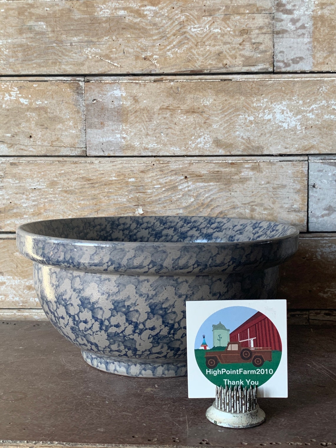 Vintage Splattered Blue Bowl Handmade Gray Salt Glazed With - Etsy