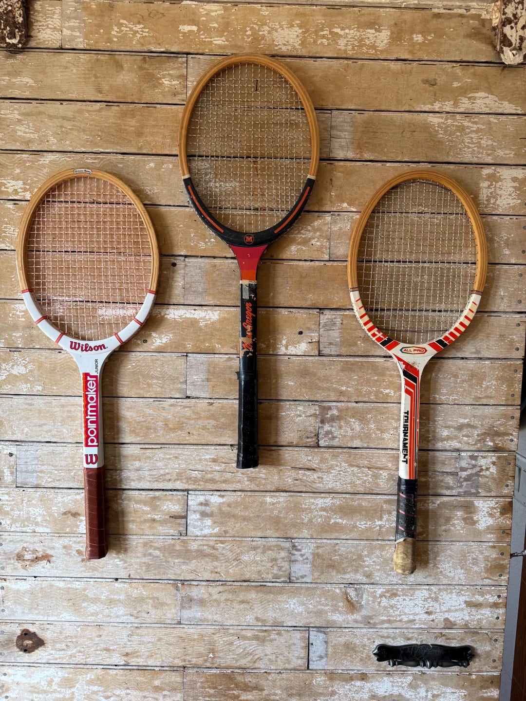 Vintage Wooden Tennis Rackets Set of 3 Oranges - Etsy
