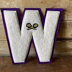 Vintage Varsity Letter W Lovely Cream and Purple - Etsy