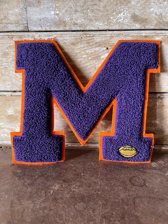 Vintage Varsity Letter M Lovely Purple Orange - Gem