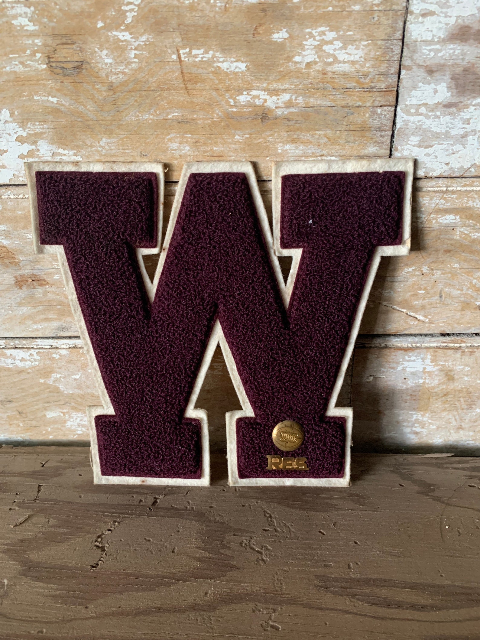 Vintage Varsity Letter W Lovely Cream and Purple | Etsy