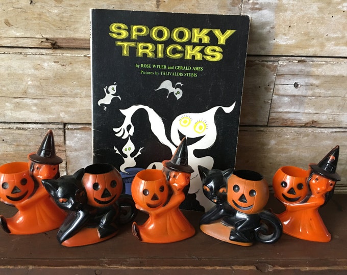 Vintage Halloween Candy Containers Black Cat Pumpkin or Witch With ...