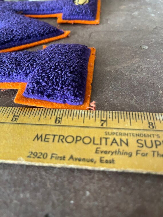 Vintage Varsity Letter M Lovely Purple Orange - Gem