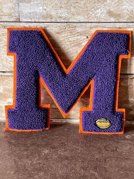 Vintage Varsity Letter M Lovely Purple Orange - Gem
