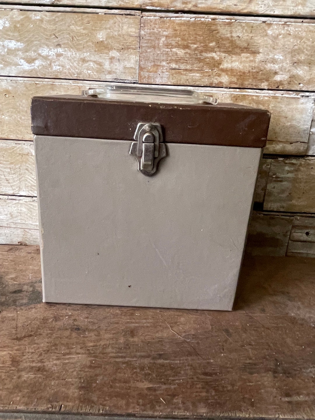 Vintage Record Case Gray Brown 1950's or 60s - Etsy