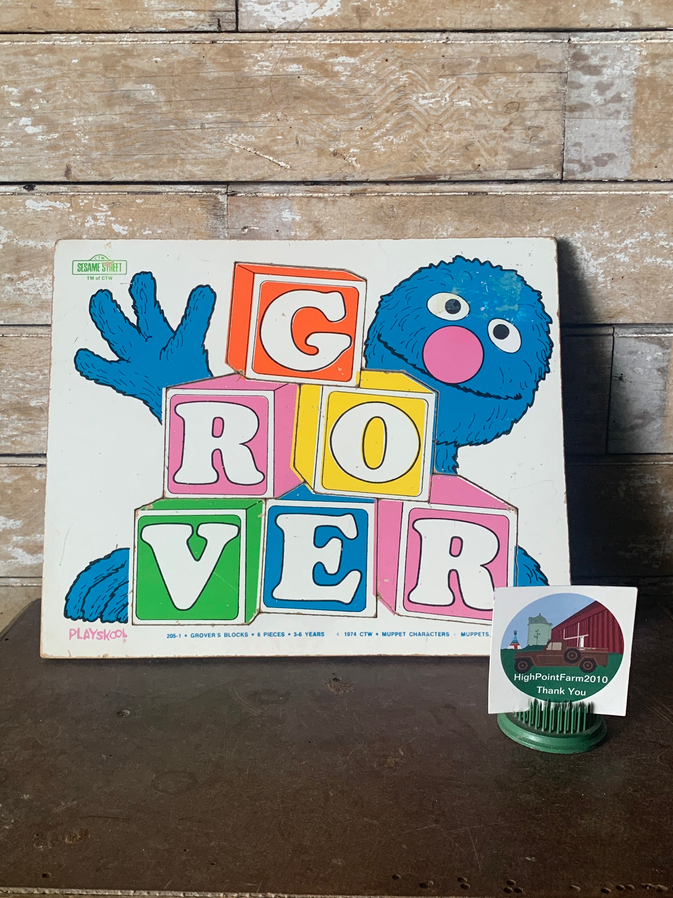 Vintage Playskool Grover Sesame Street Wood Tray Puzzle 1970s | Etsy