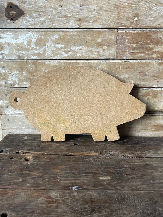 Vintage Wooden Pig Bread or Cutting Board Farm Chic - Gem