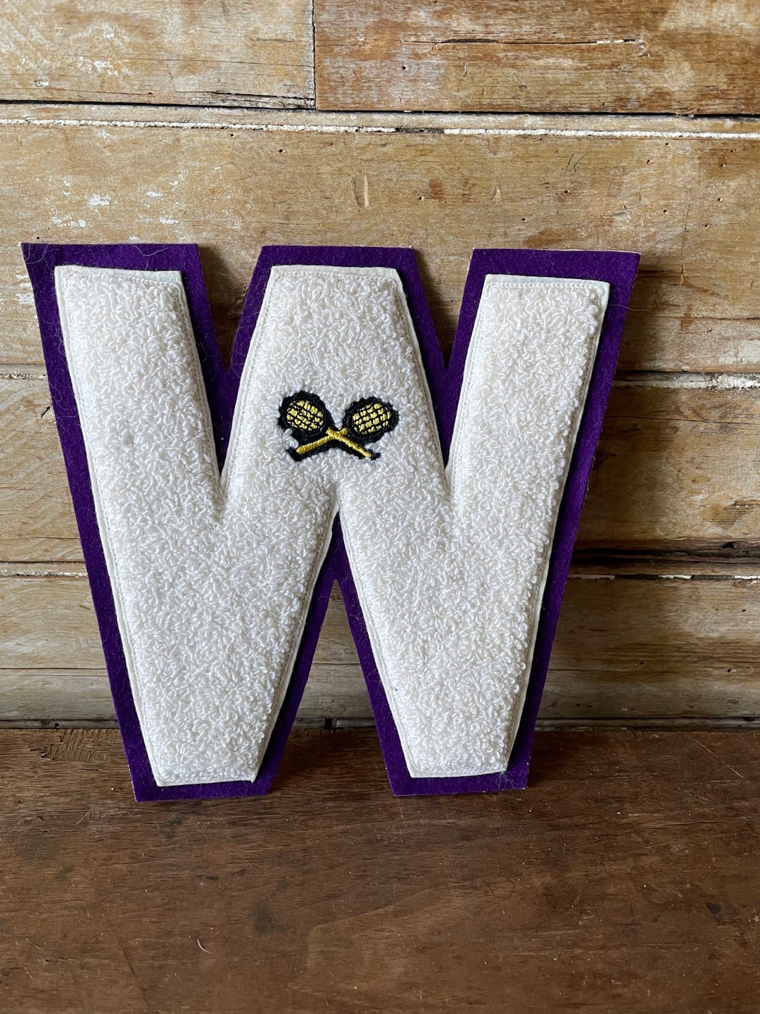 Vintage Varsity Letter W Lovely Cream and Purple - Etsy