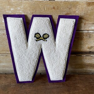 Vintage Varsity Letter W Lovely Cream and Purple - Etsy