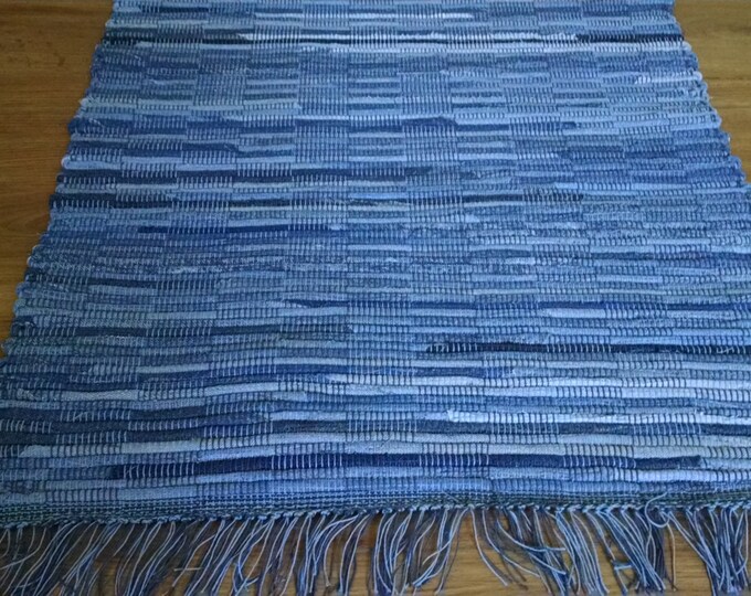 Loom Woven Rag Rug, Recycled Denim, 5 Ft Long, Made in USA - Etsy