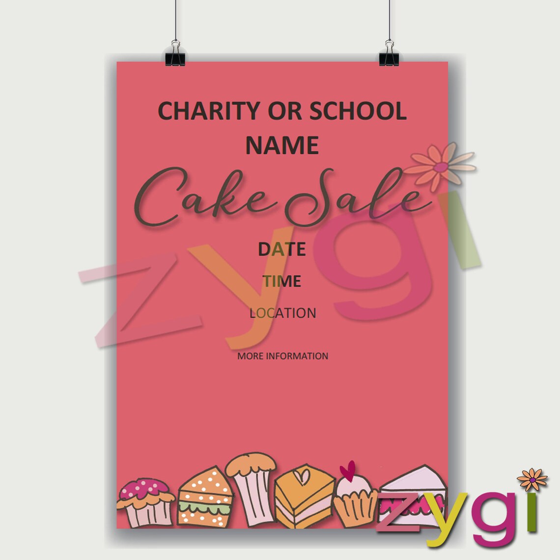 Printable Charity or PTA Poster-cake Sale Fund Raiser | Etsy