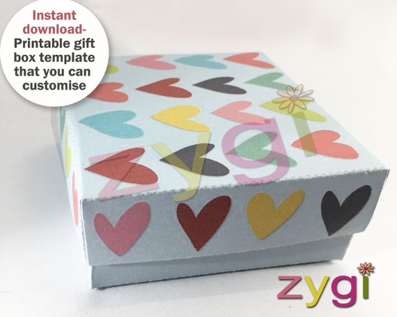 Box With Lid Template Printable for Jewelry or Gifts Hearts | Etsy