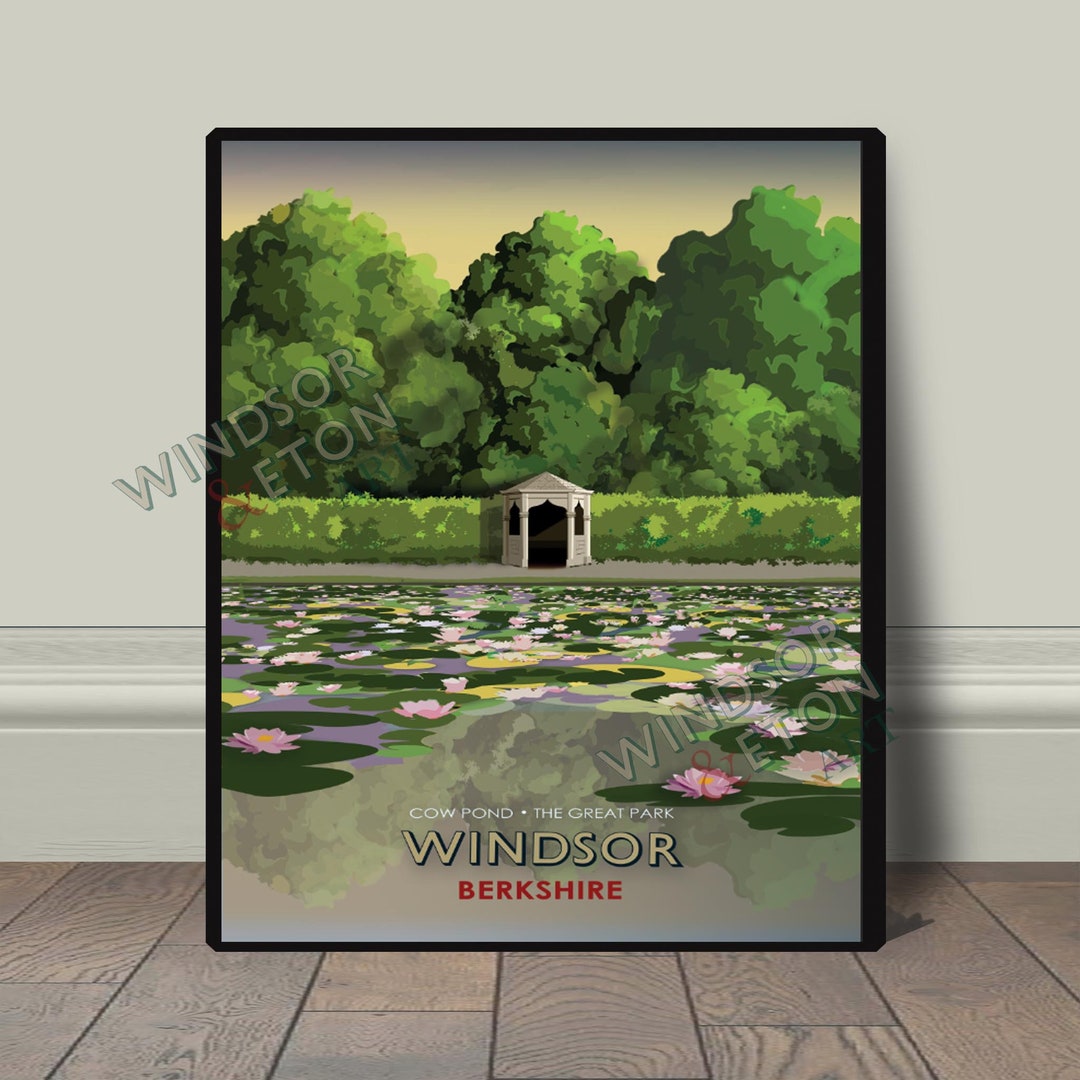The Great Park Royal Windsor Cow Pond Art Print Wall Decor, Vintage ...