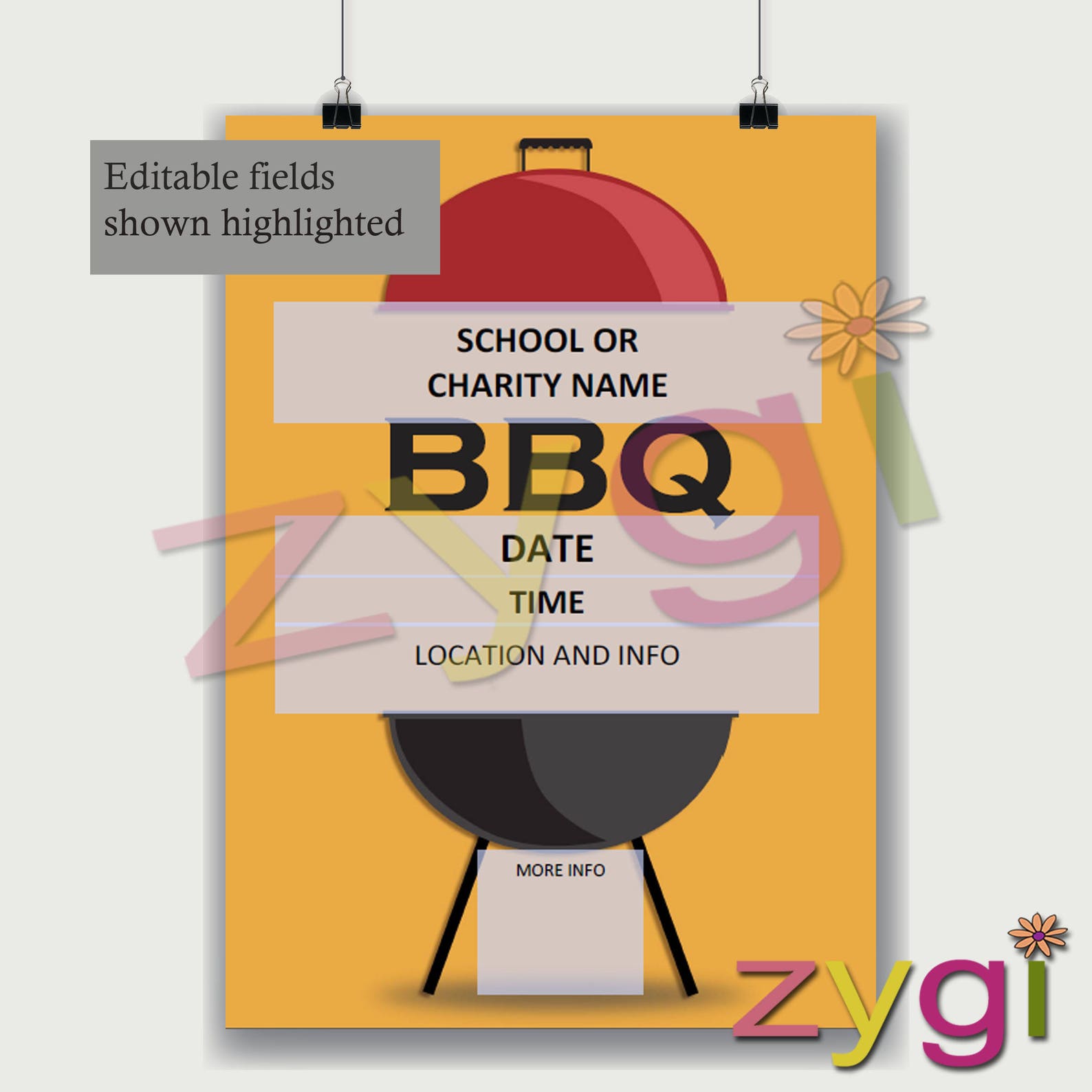 Printable Charity or PTA Poster-barbeque BBQ Fund Raiser Editable and ...